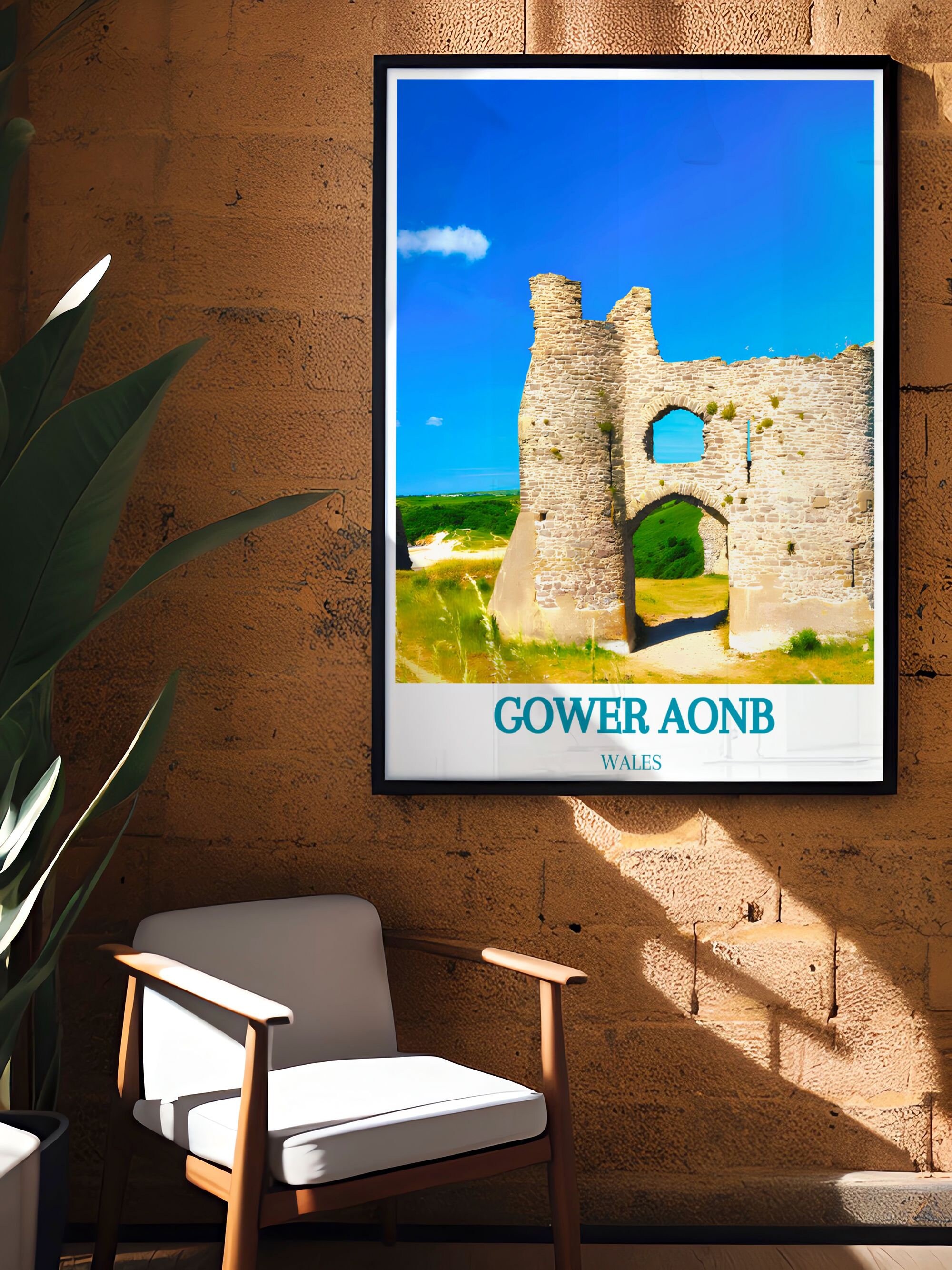 Gower AONB Travel Poster Iconic Castle and Beach Prints of the Gower ...
