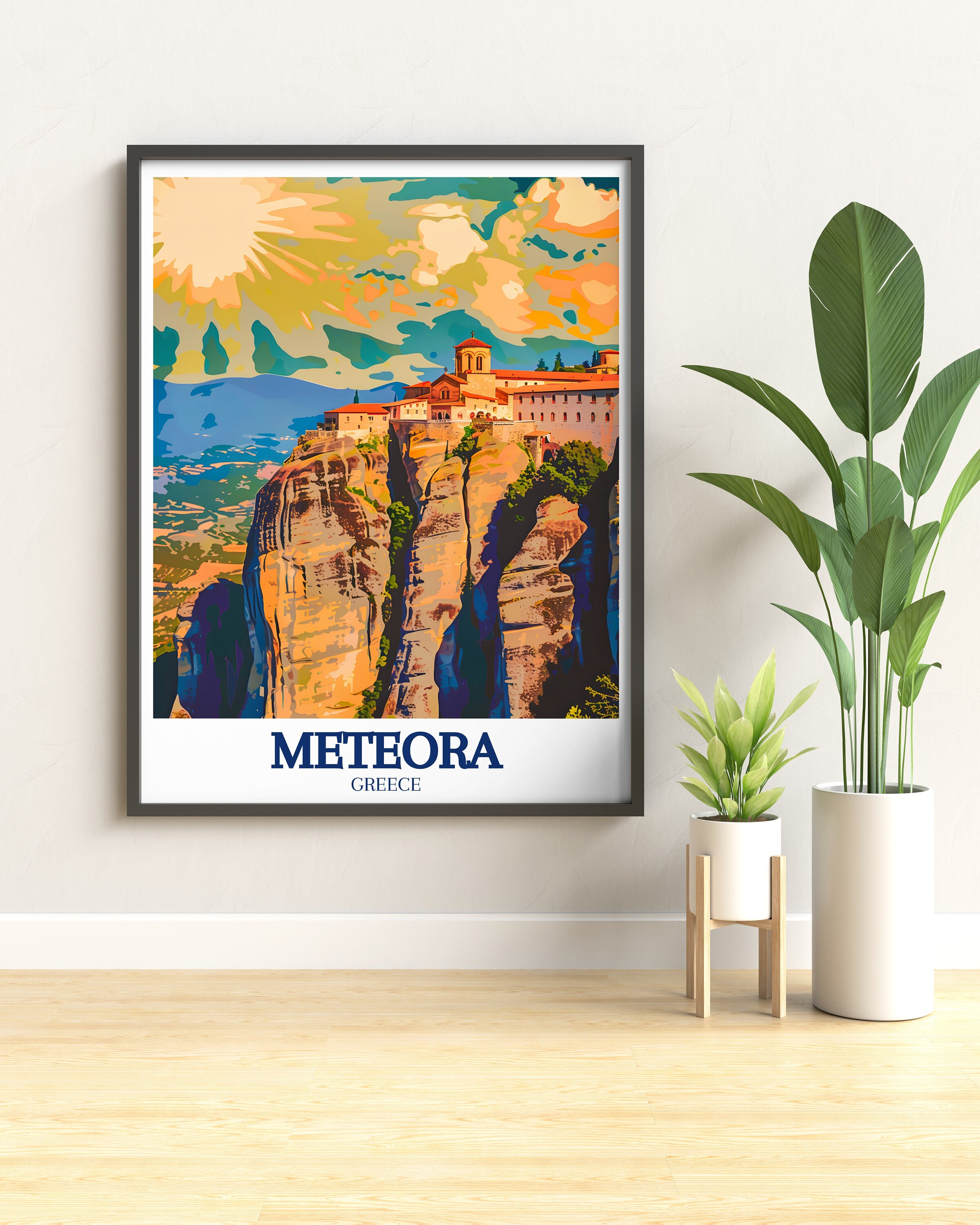 Meteora Travel Posters Peneus Valley Decor Meteora Wall Art Greece Art ...