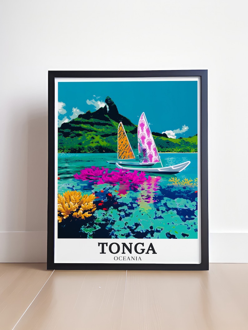 Tonga Poster - Framed Tongan Va'a Canoes Print - Tonga Coral Reefs ...