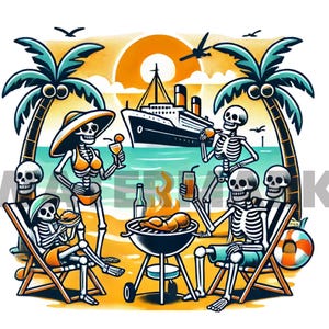 Skeletons PNG - Skeletons Shirt SVG - Spooky Vibes PNG - Summer Beach ...