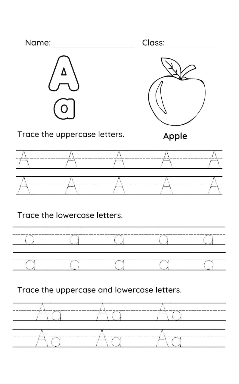 Alphabet Tracing Worksheets A-Z Number Tracing Pages ABC Handwriting ...