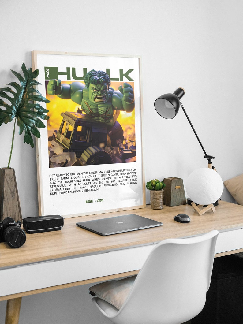 Block-style Hulk Figure Print, Hulk Digital Art, Superhero Inspired ...