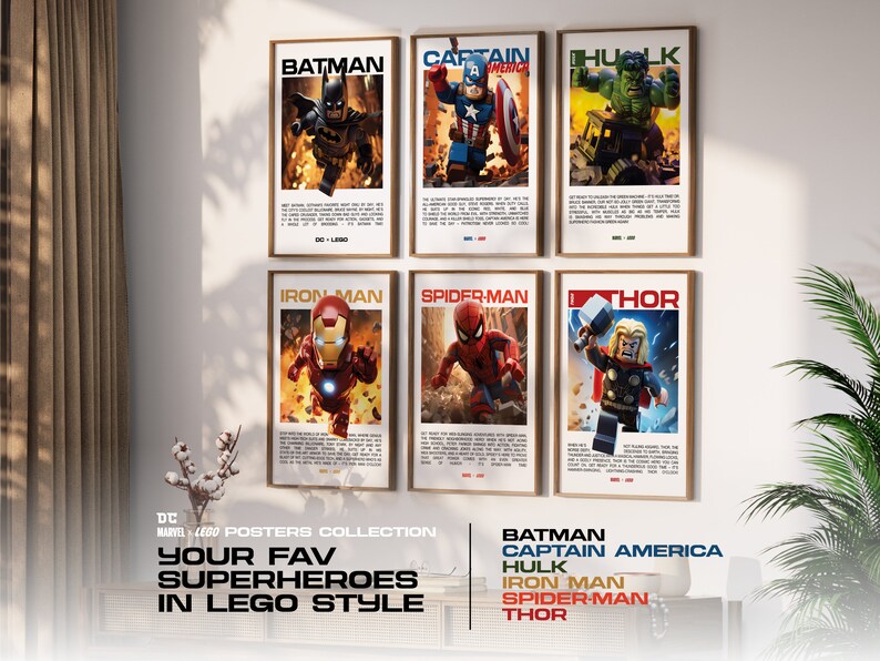 Block-style Thor Figure Print, Thor Digital Art, Superhero Inspired ...