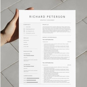 MODERN CV TEMPLATE: Professional Resume Template, Minimalist Executive ...