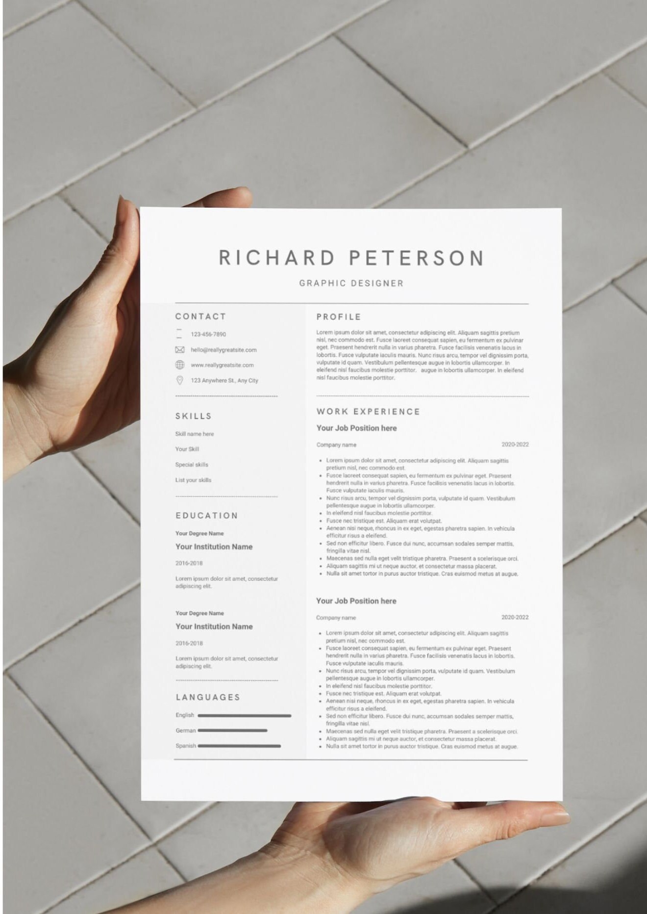 MODERN CV TEMPLATE: Professional Resume Template, Minimalist Executive ...