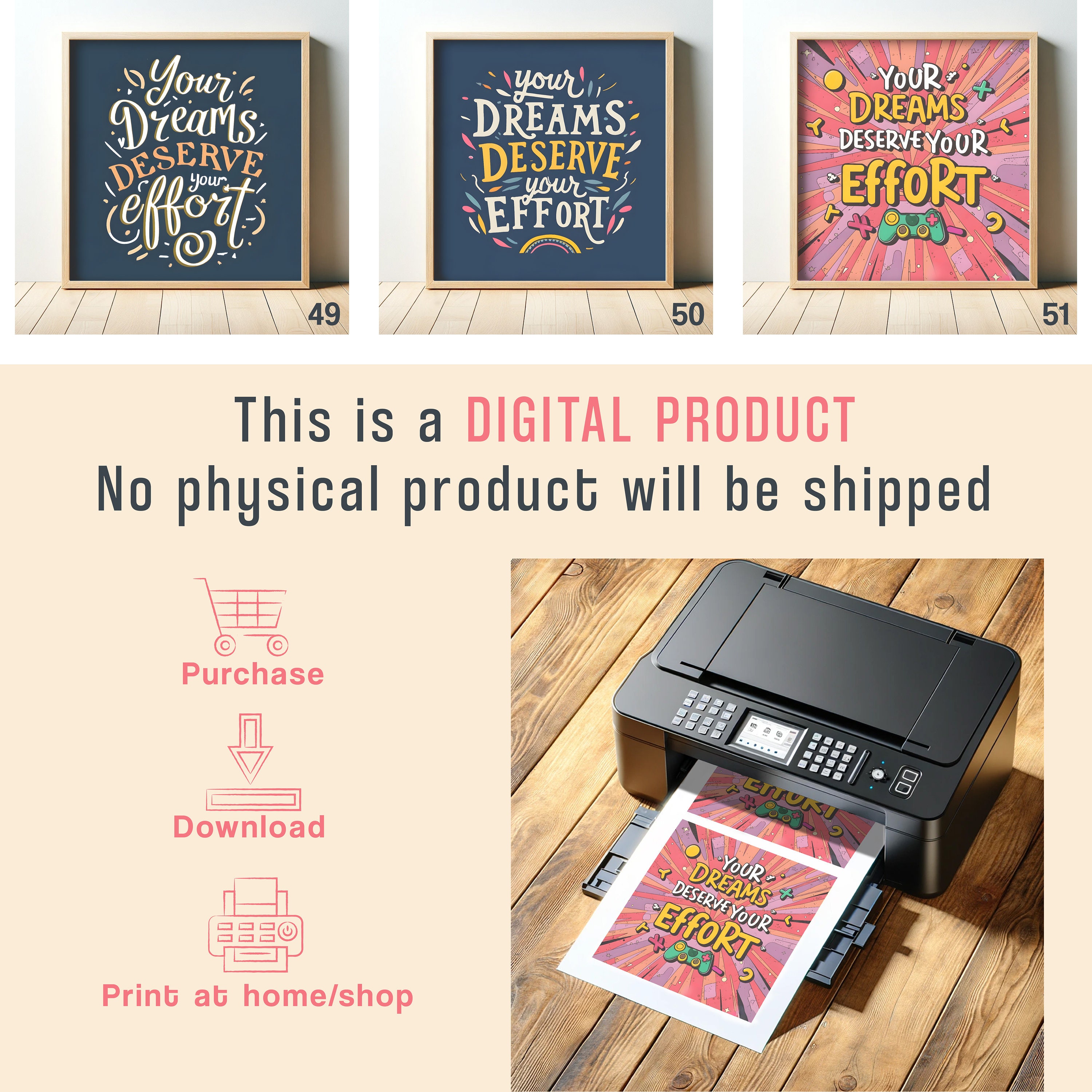 50 Motivational and Inspirational Quotes Digital Posters Printable Art ...