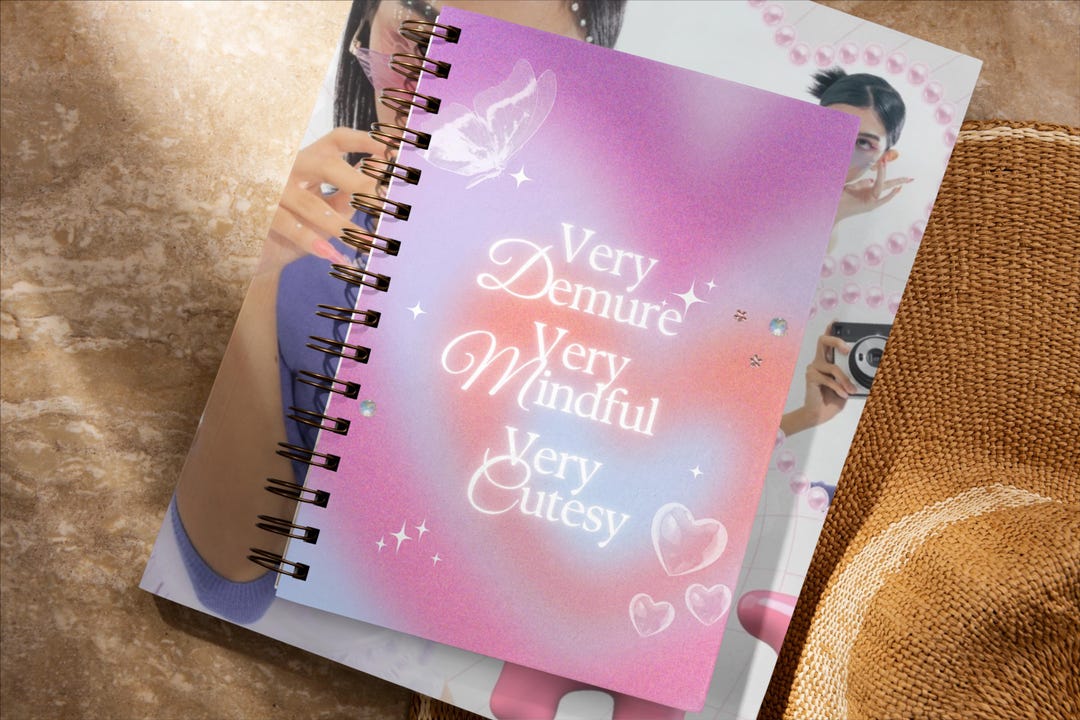 Very Demure Very Mindful Trend Spiral Notebook Journal Meme Funny Pink ...