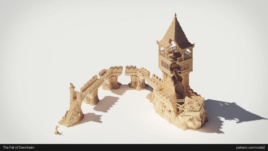 28mm Crushed Prison Guard Tower | Dungeon Terrain | DND and Warhammer ...