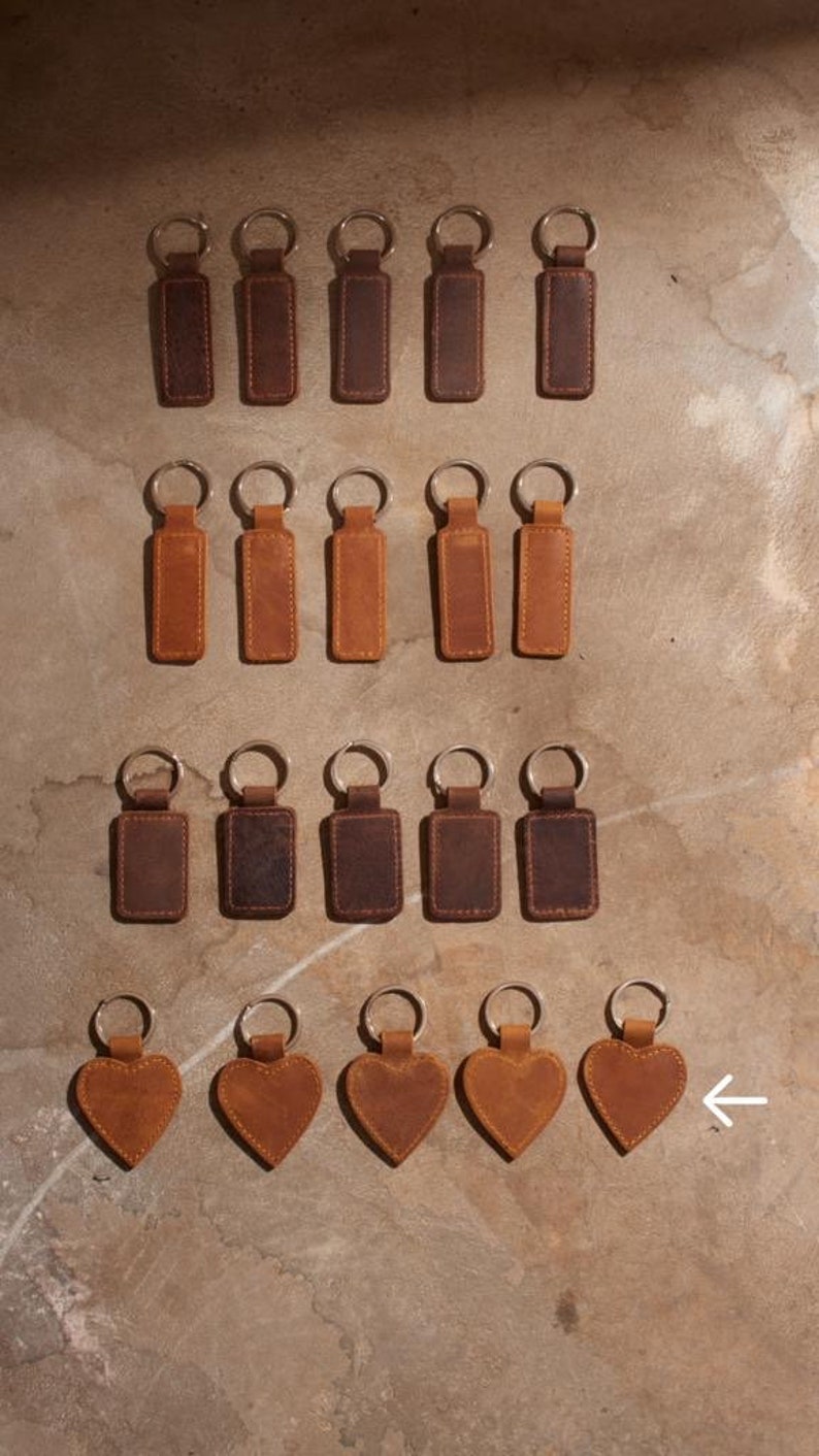 Personalized Leather Heart Shape Keychain, Heart Key Fob, Heart ...