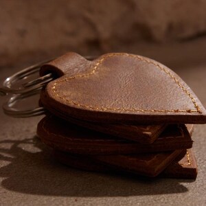 Personalized Leather Heart Shape Keychain, Heart Key Fob, Heart ...