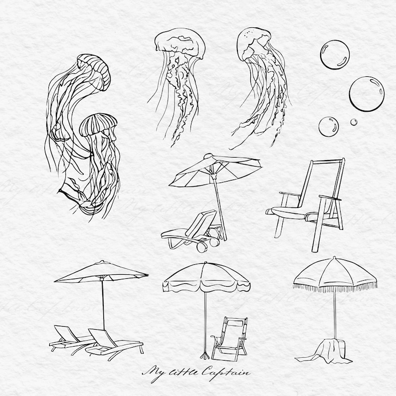 Hand-drawn Summer Beach Clipart: Tropical Vacation Illustrations (SVG ...