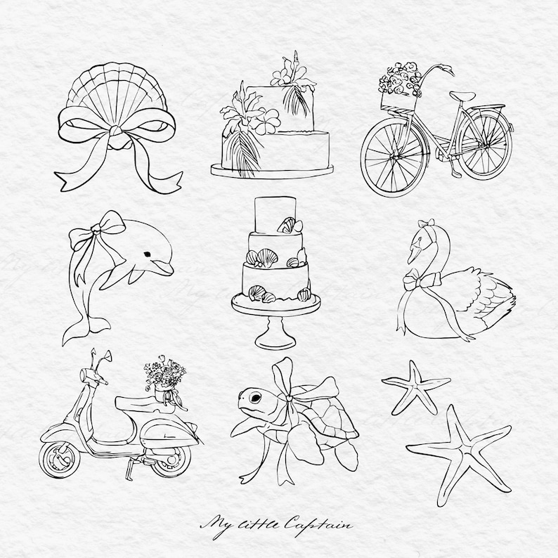 Hand-drawn Summer Beach Clipart: Tropical Vacation Illustrations (SVG ...