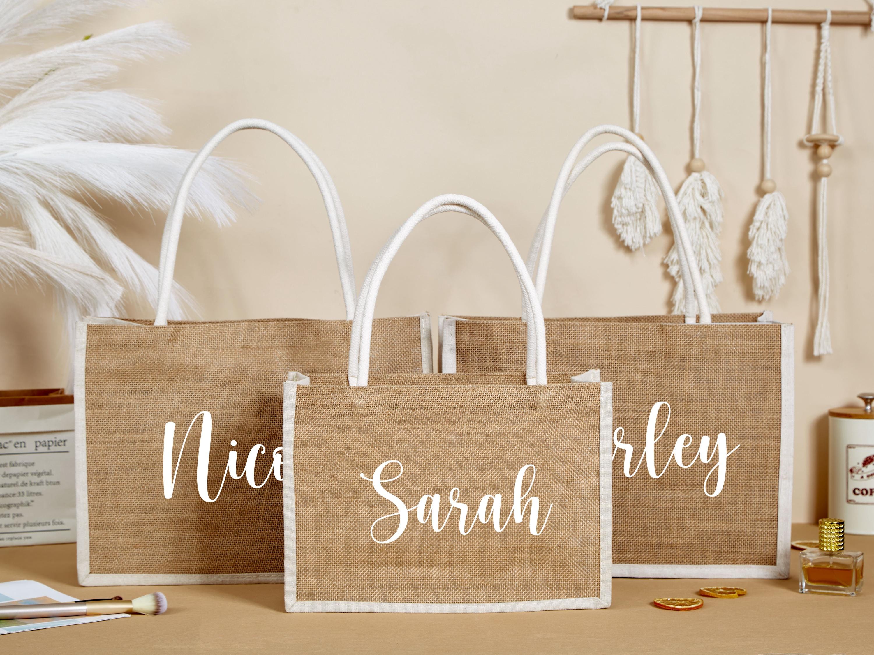Personalized Burlap Bag With Names, Beach Tote Bag, Custom Bridesmaid ...