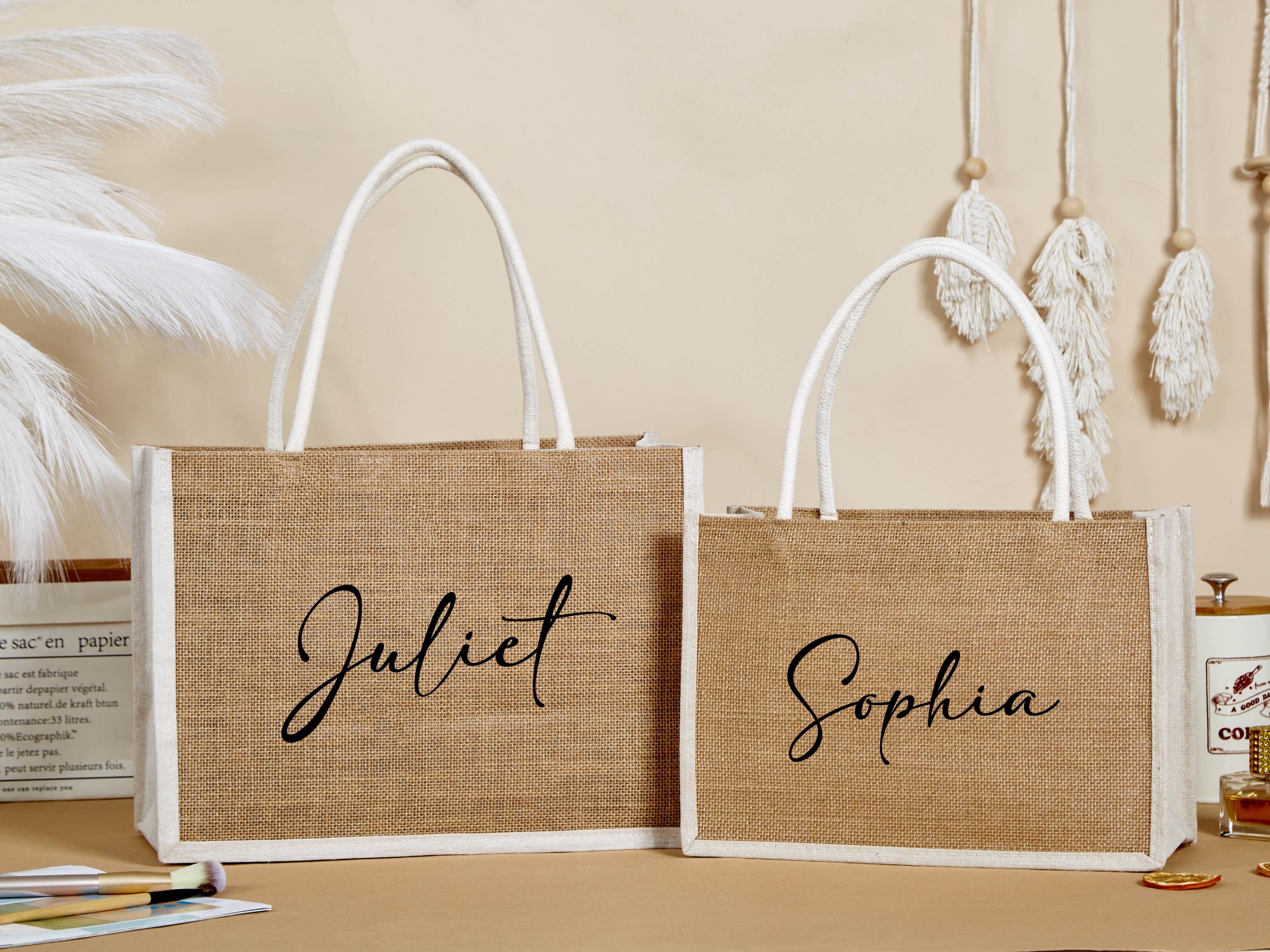 Personalized Burlap Bag With Names, Beach Tote Bag, Custom Bridesmaid ...