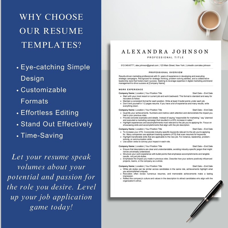 ATS Friendly Resume Template for Canva, Word, Google Docs, Pages ...