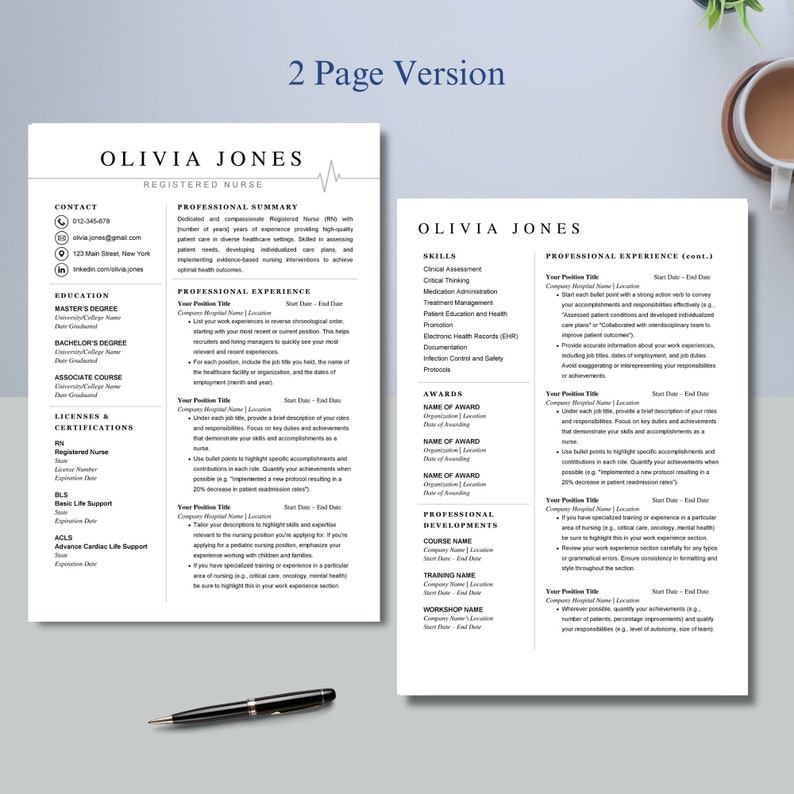 Nurse Resume Template, Resume Template Word, Resume Template Docs ...
