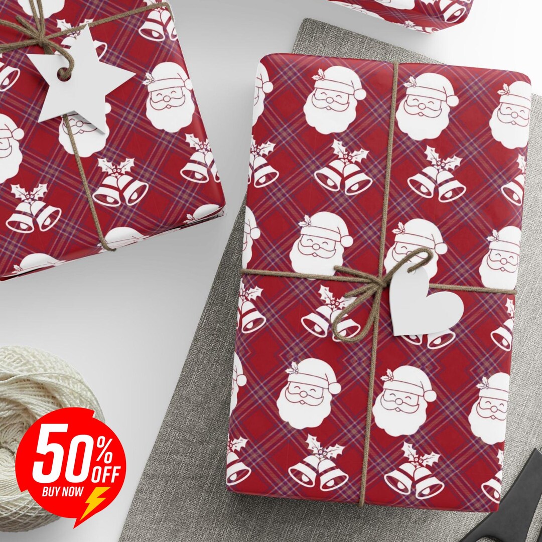 Santa Claus Christmas Wrapping Paper, Red Christmas Gift Wrapper ...