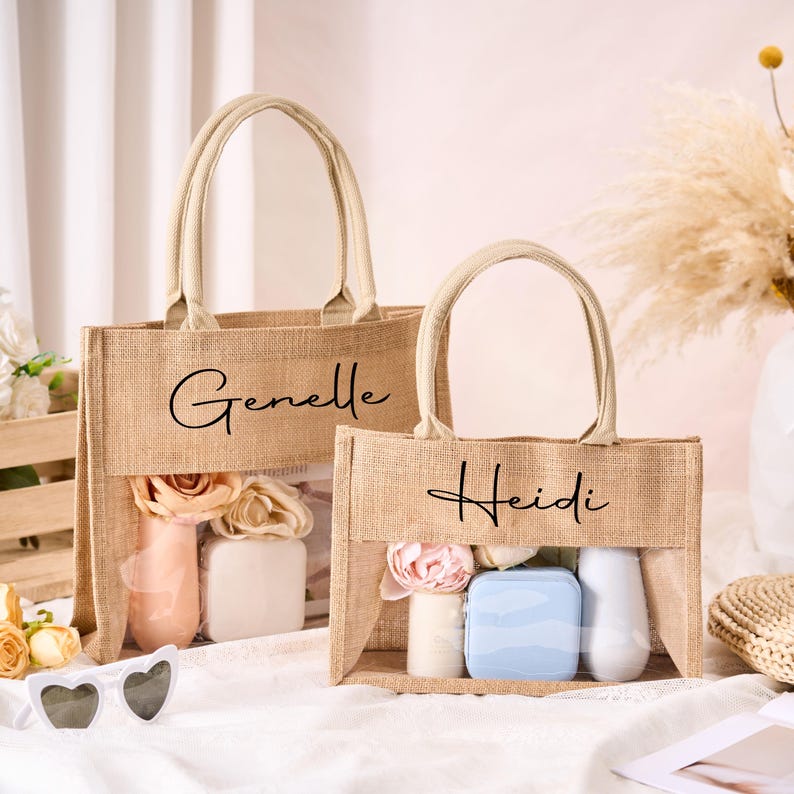 Personalized Tote Gift Bag, Custom Beach Bags, Bridesmaid Bag, Wedding ...