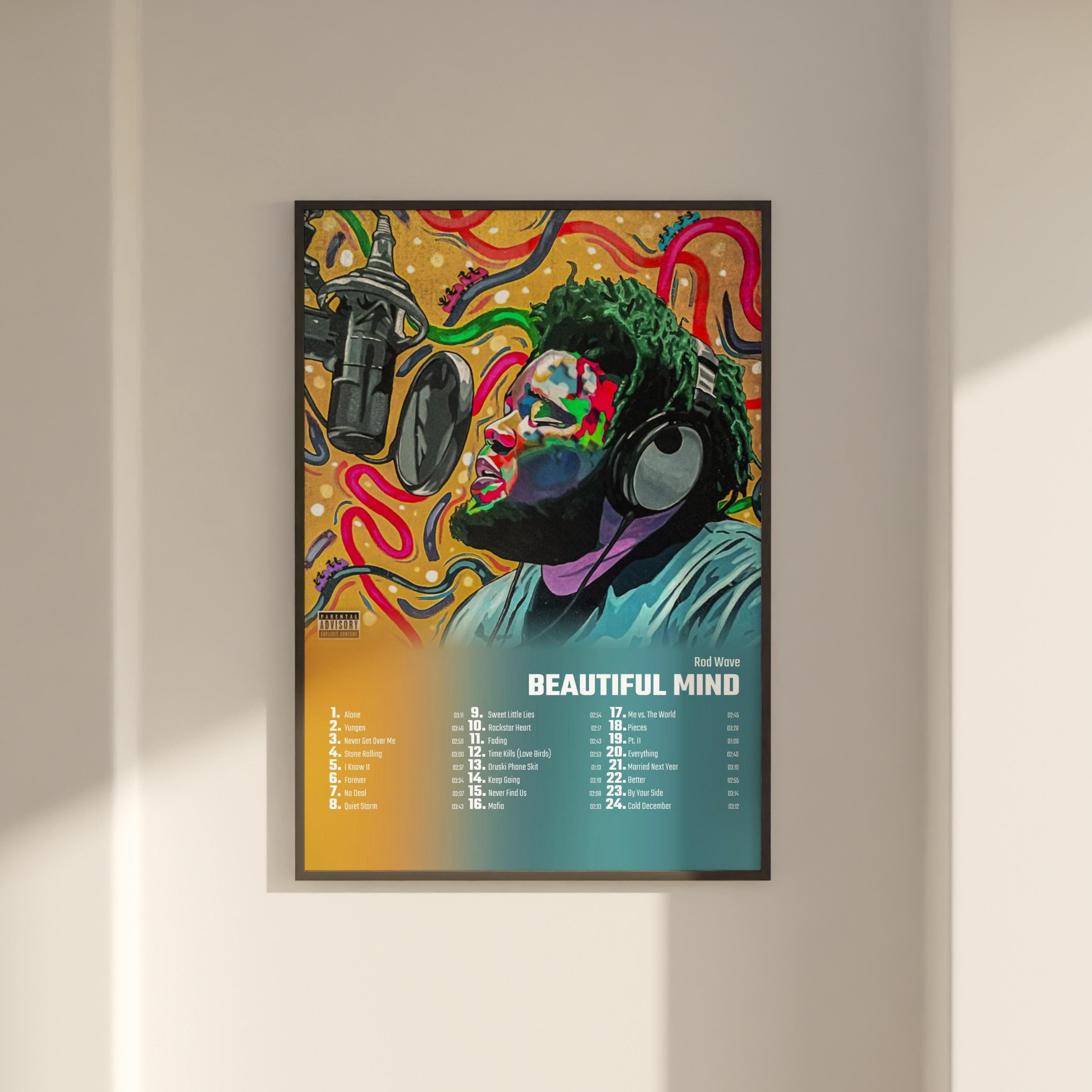 Rod Wave Beautiful Mind Album Cover Poster Wall Art Rod - Etsy
