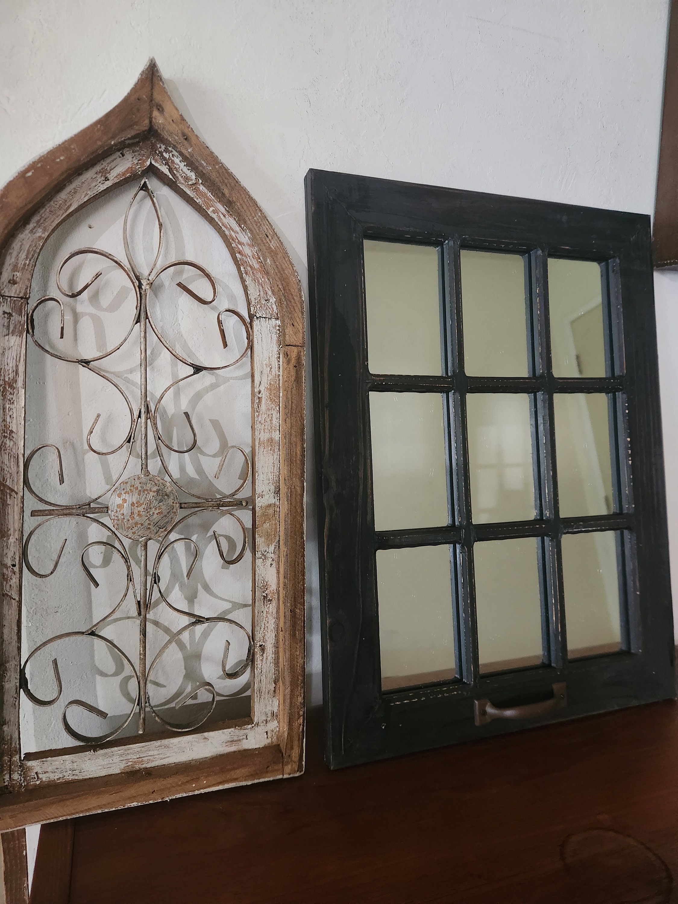 Farmhouse Distressed Black Mirror Pane Window - Etsy