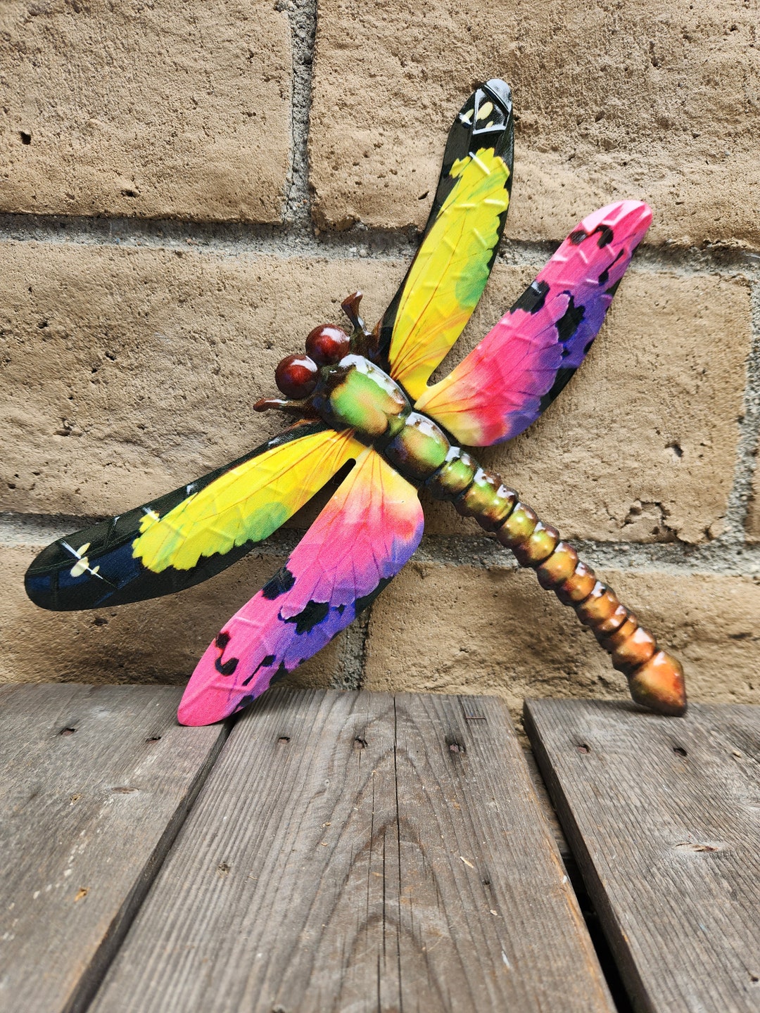 Vibrant Large Metal Dragonfly, Wall Decor , Fence Decor, Garden Decor ...
