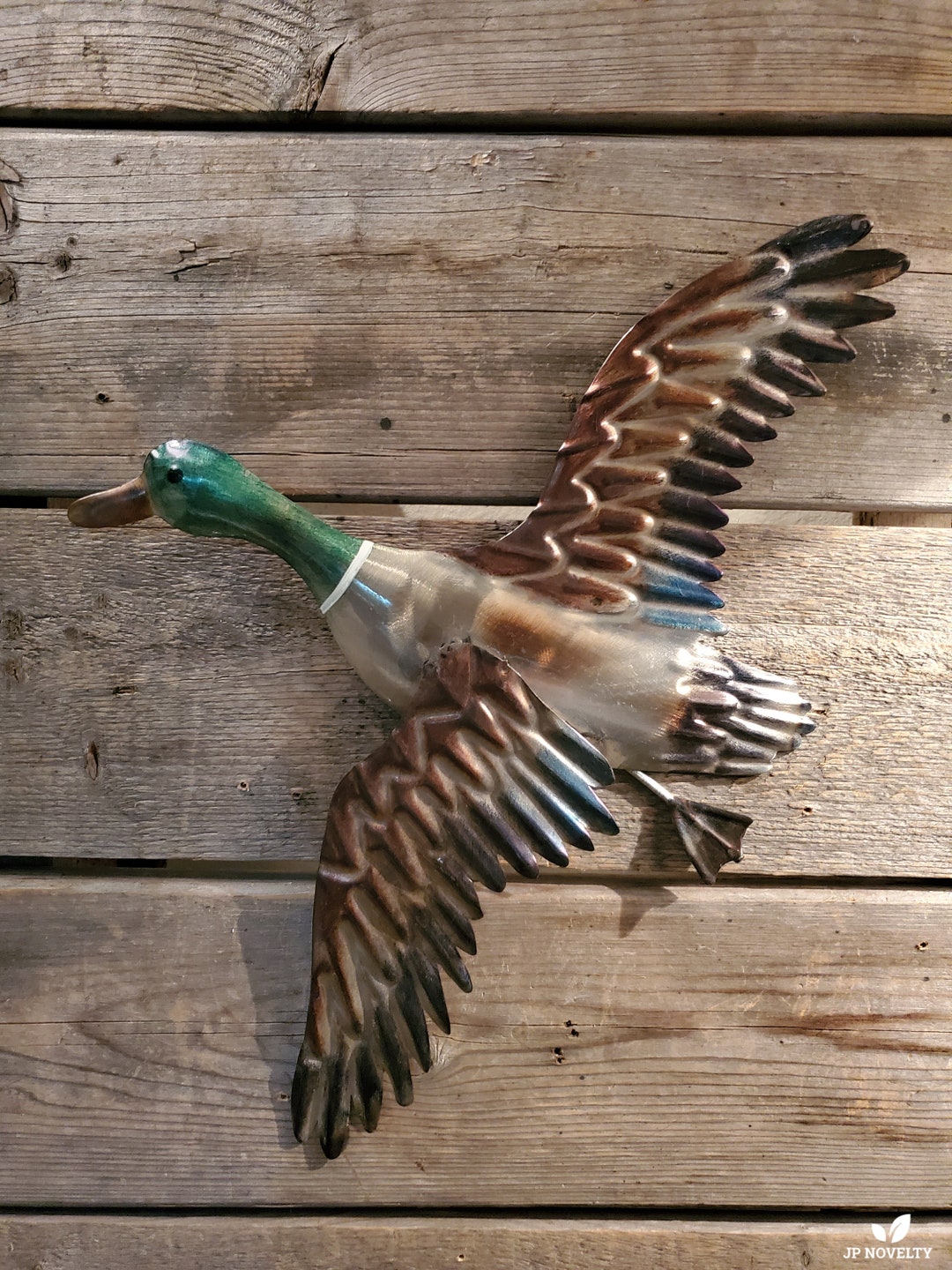 Metalic Soaring Mallard Metal, Wall/fence Decor - Etsy