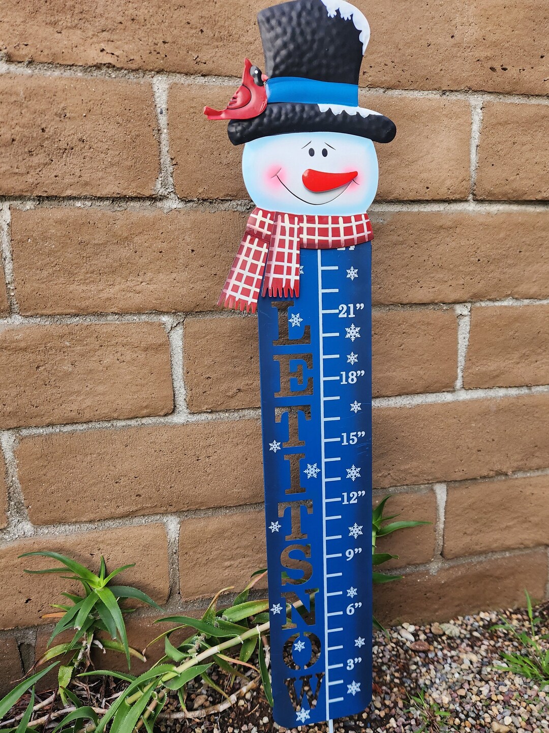 39.5 H, Whimsical Snow Gauge Stake, Yard Art, Garden Decor - Etsy