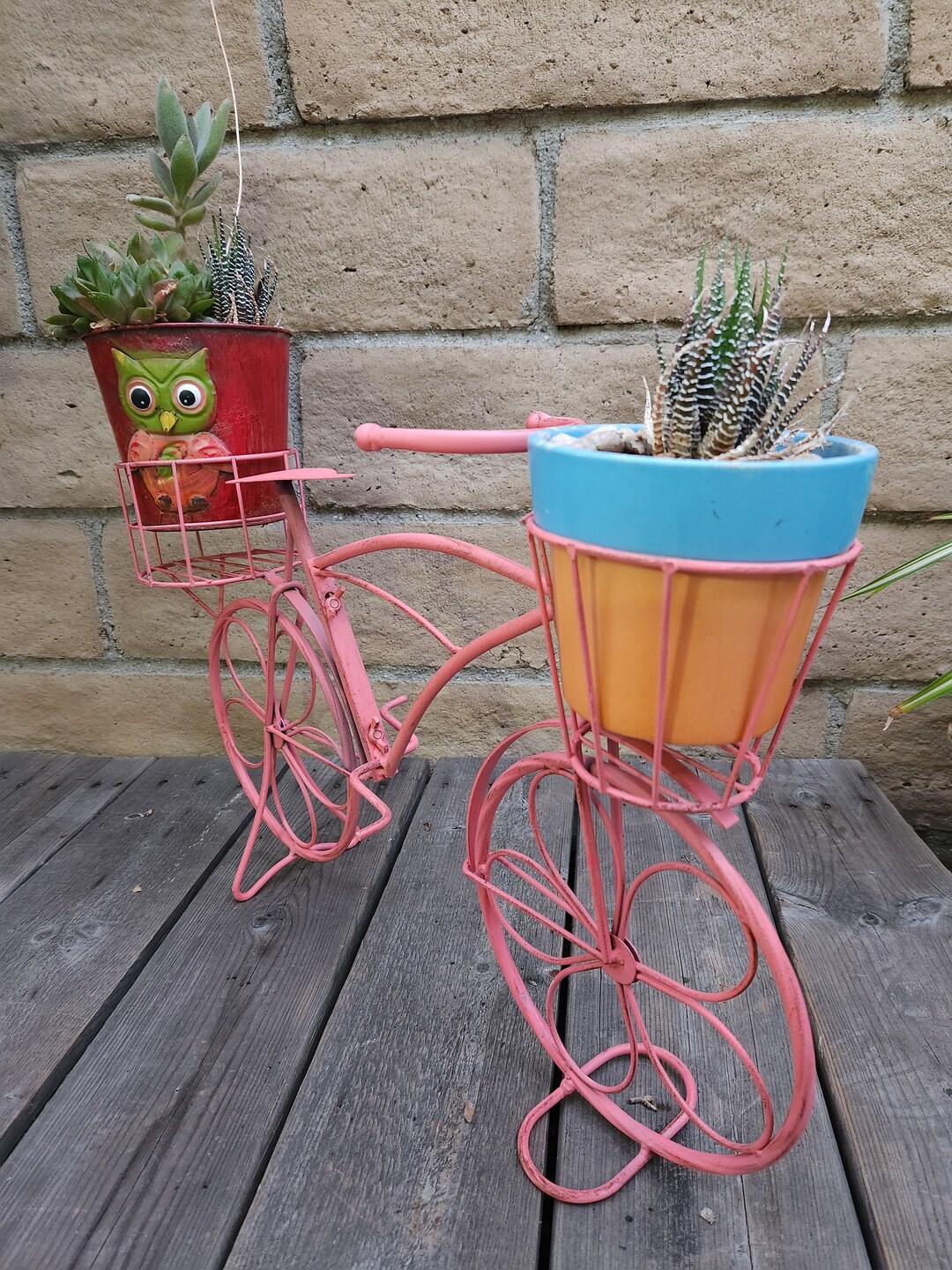 Farmhouse Pink Bike Table Top Planter, Garden Decor, Dim: 21.25 in ...