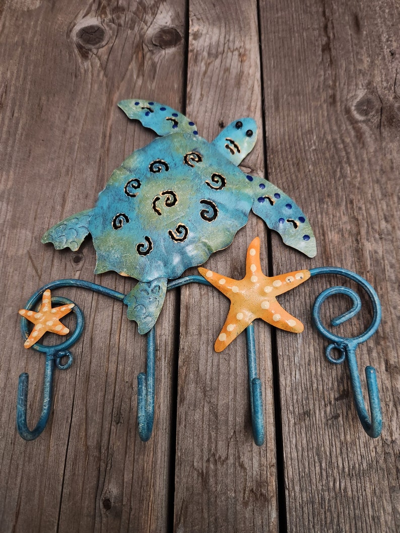Blue/green Metal SEA TURTLE Key Hook Wall Decor - Etsy