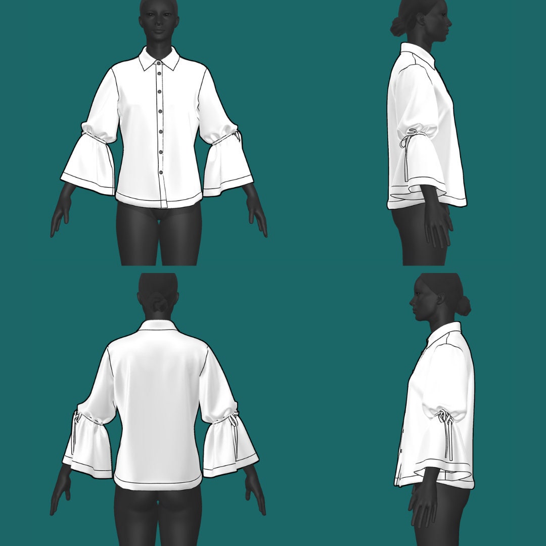 Women's Shirt ZPRJ File: Digital Patterns & 3D Garment / Size Small ...