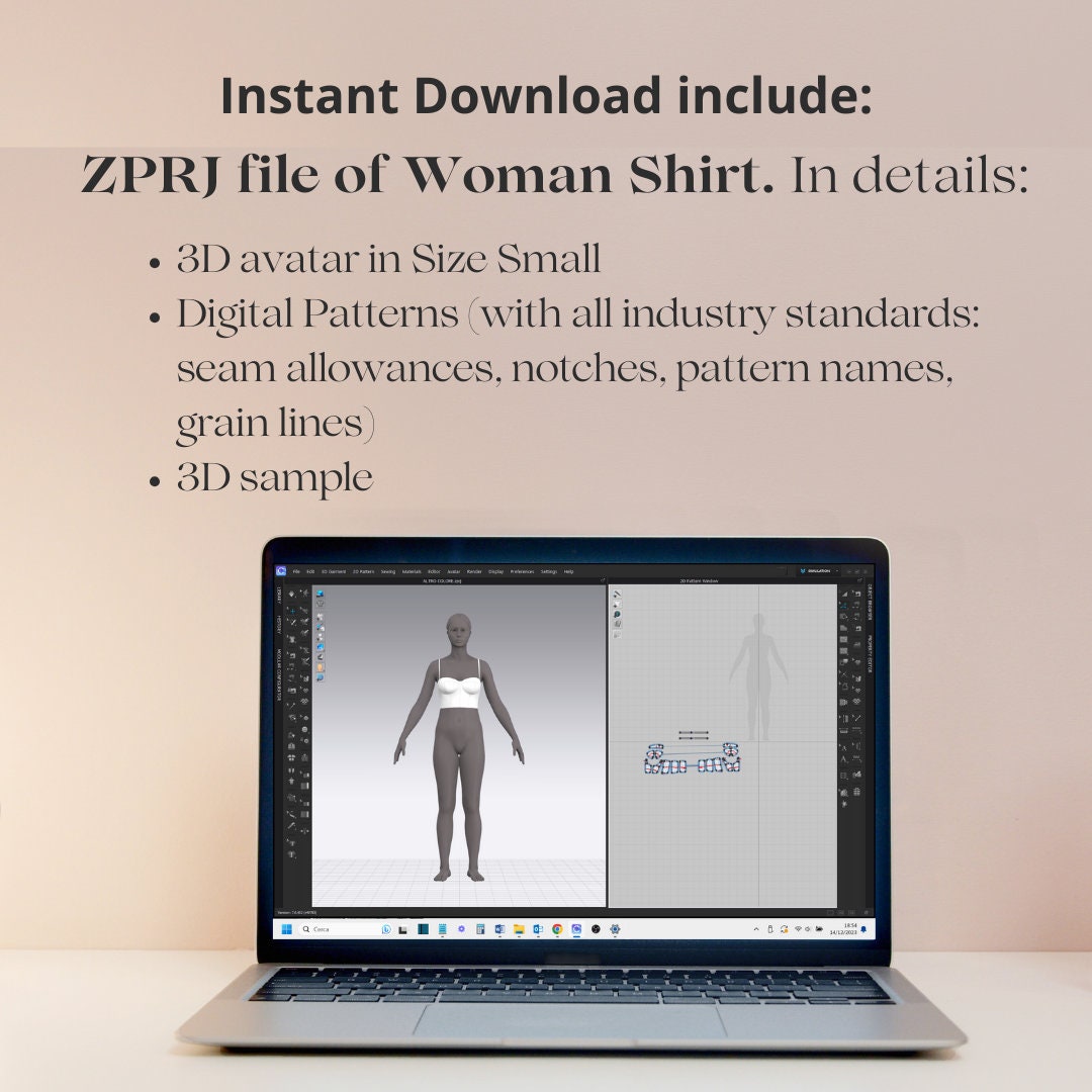 Women's Bustier ZPRJ File: Digital Patterns & 3D Garment / Size Small ...