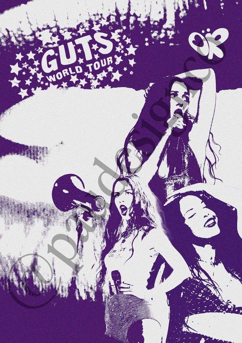 Olivia Rodrigo - GUTS World Tour Digital Poster: Indie Pop Music Merch ...