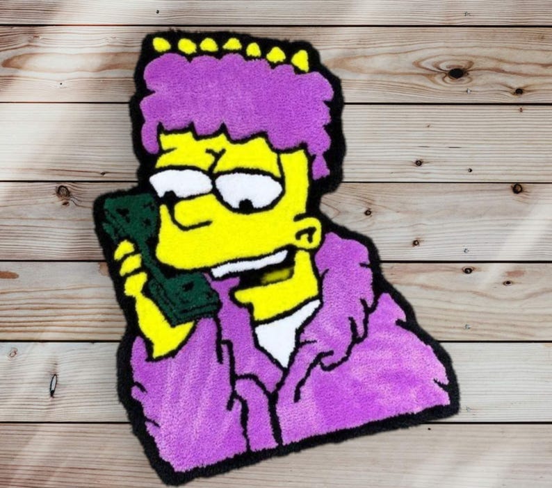 Custom Handmade Tufted Rug Bart Simpson Inspired Design Personalized ...