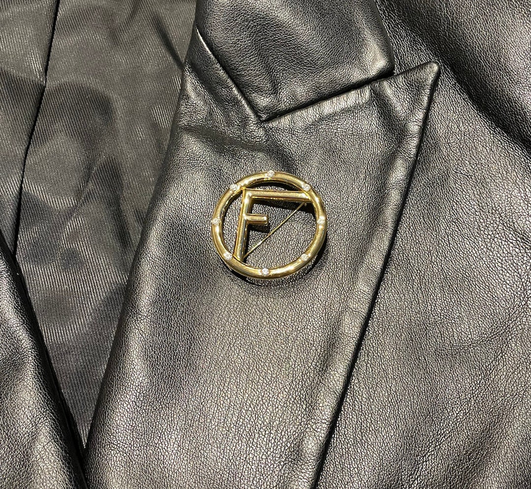 Vintage Fendi Gold Tone Brooch With Stones - Etsy