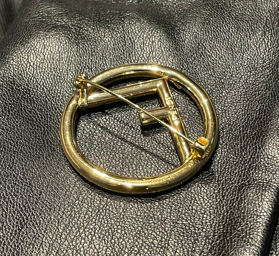 Vintage Fendi Gold Tone Brooch With Stones - Etsy