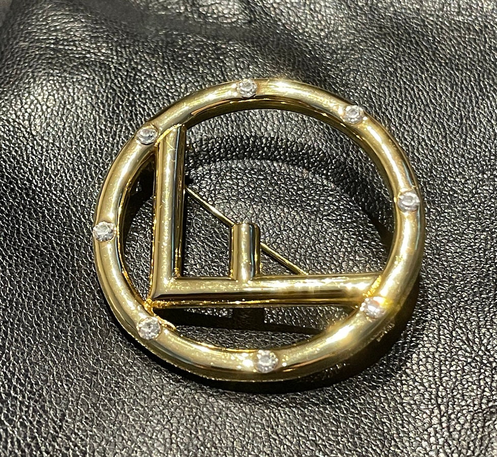 Vintage Fendi Gold Tone Brooch With Stones - Etsy