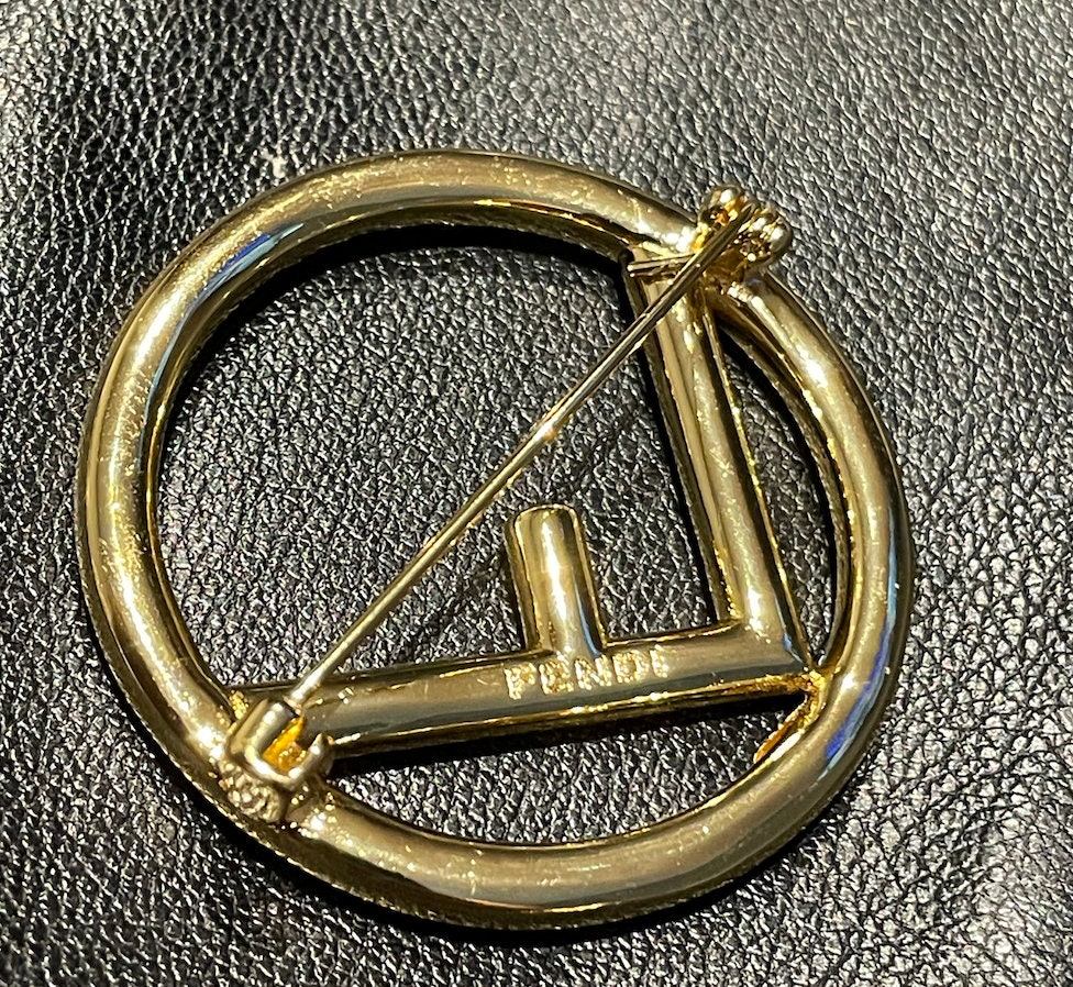 Vintage Fendi Gold Tone Brooch With Stones - Etsy