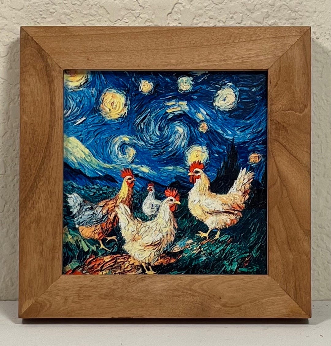 Framed Chicken Print, Chicken Art Print, Van Gogh Art, Wall Art ...