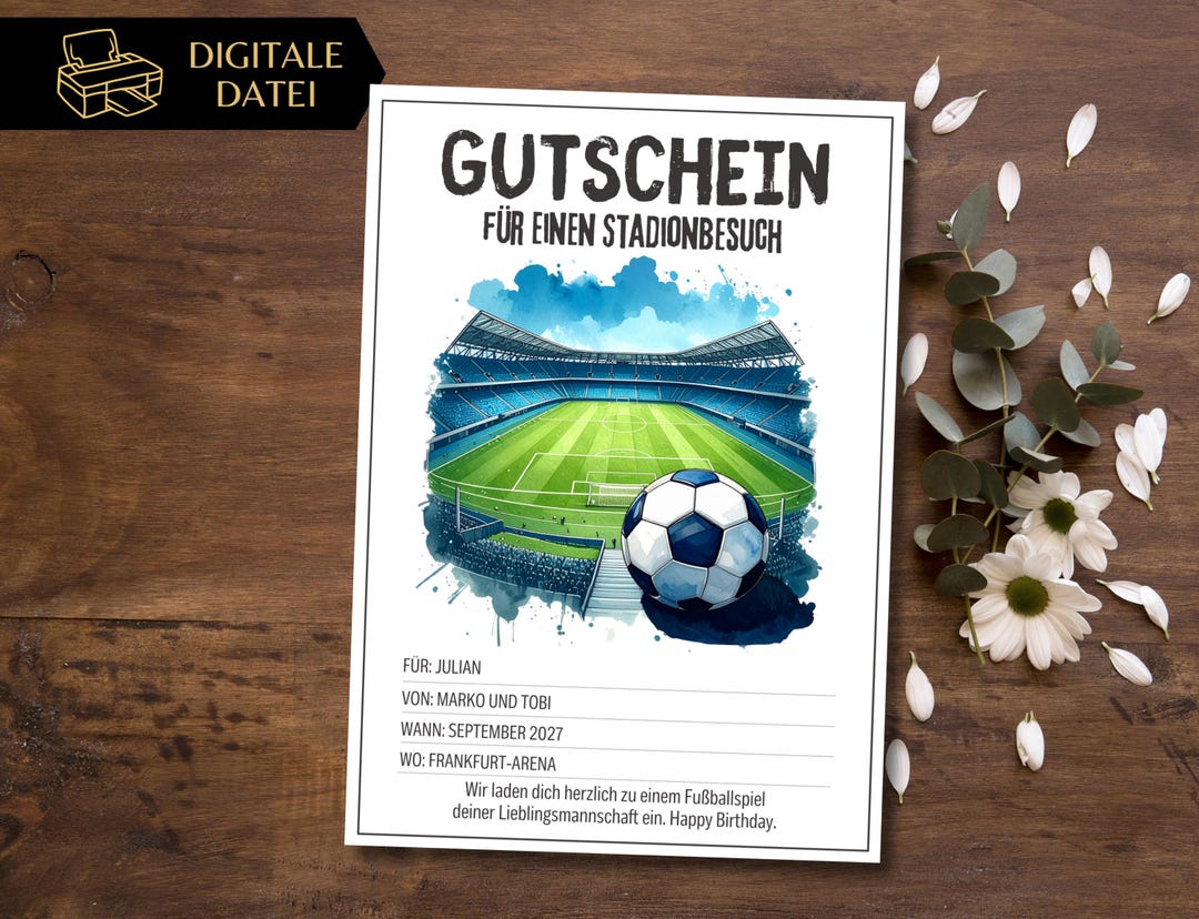 Football Voucher Template for Printing | Stadium Visit Voucher ...