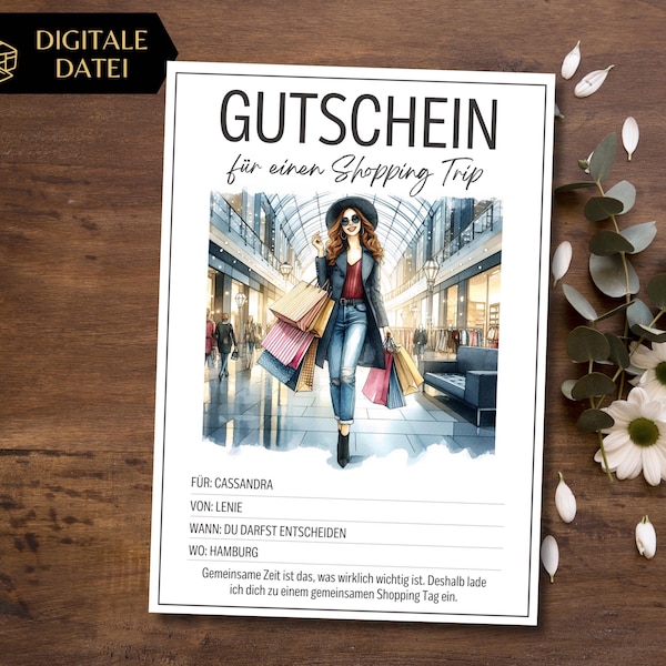 Wunderschone Shopping Gutschein Vorlage Zum Ausdrucken Bild