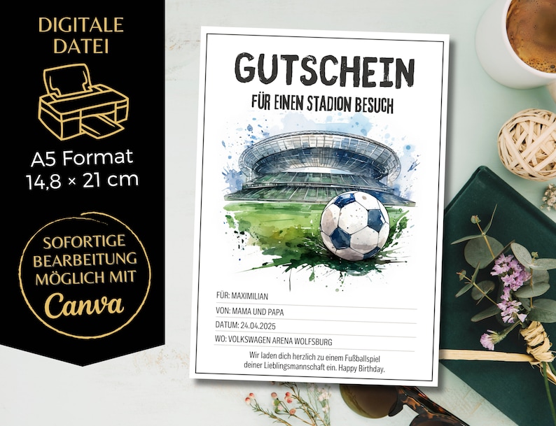 Gutschein Fußball Vorlage zum Ausdrucken | Gutschein Stadion Besuch ...
