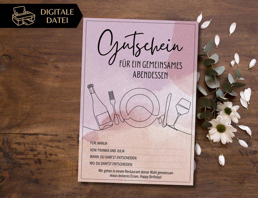 Voucher for Eating Out Template to Print | Gift Voucher for Dinner in a ...