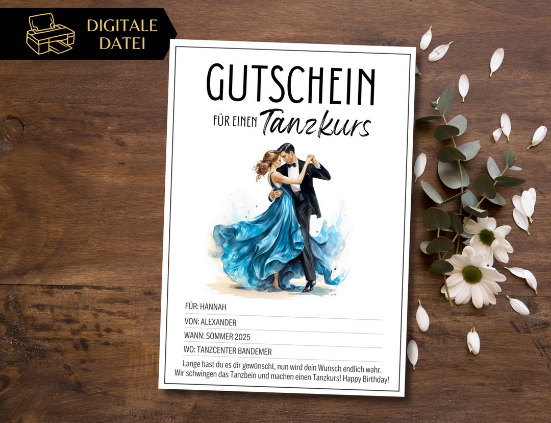 Dance Course Voucher Template to Print | Voucher to Design | Gift Idea ...