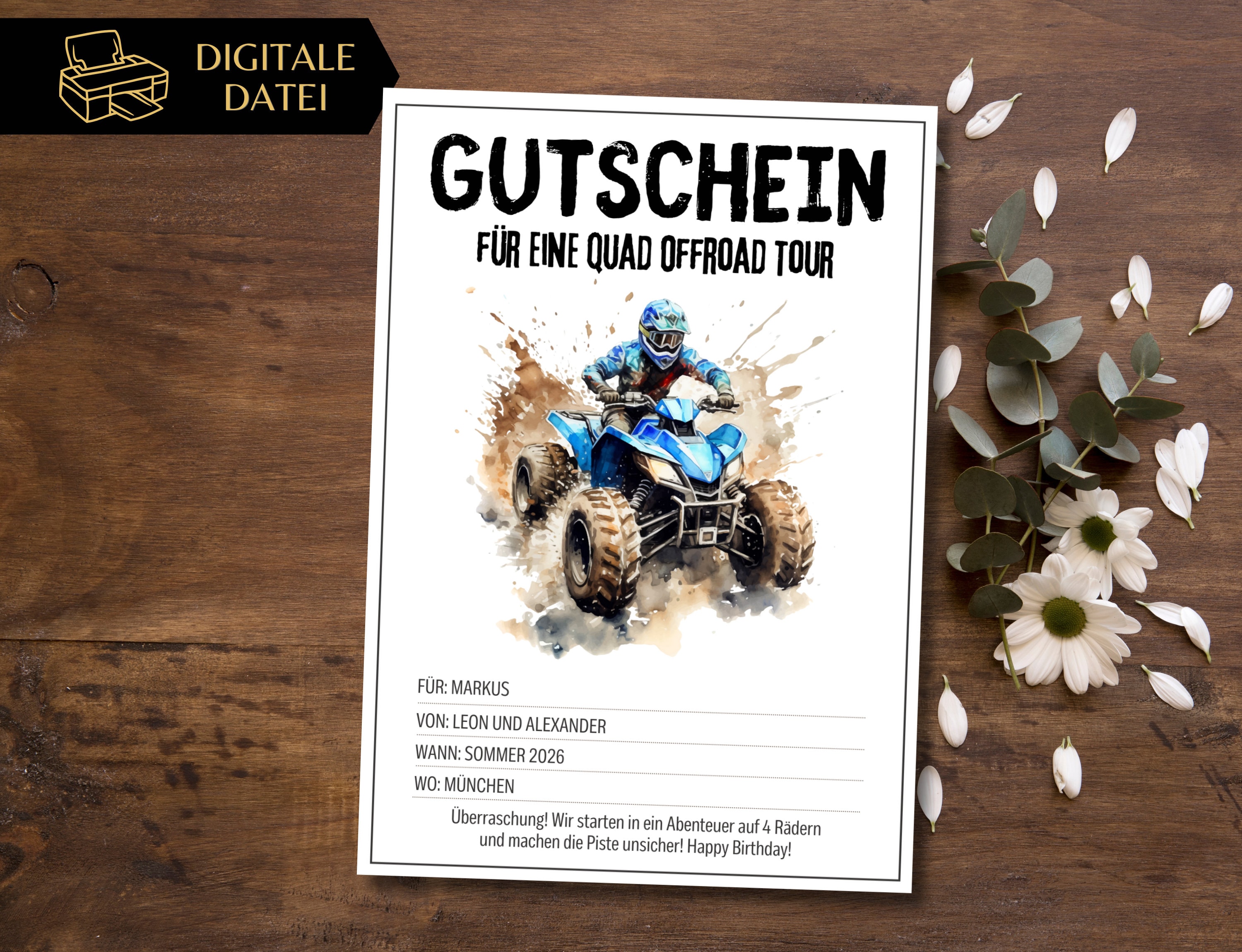 Voucher Template for Quad Driving to Print Out | Gift Voucher Quad Tour ...