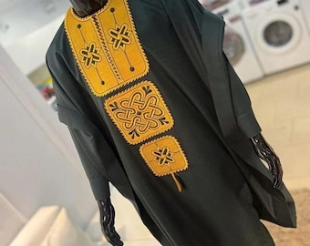Blue-black and Gold Agbada Babariga 3 Pieces Groom Suit Men African ...