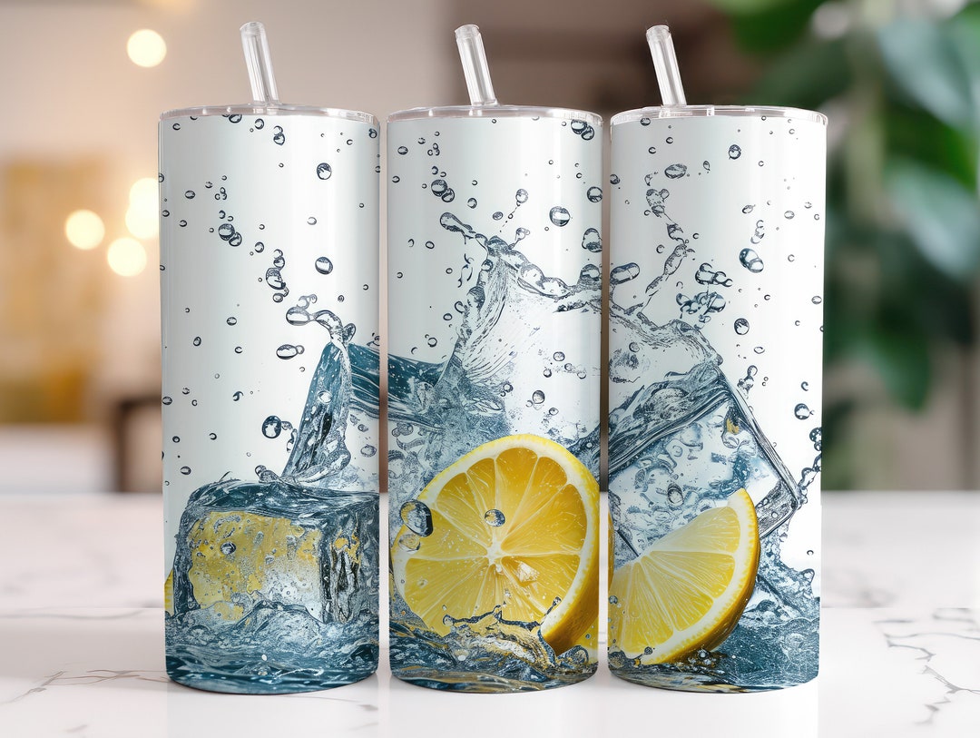 Splashing Lemon Ice Water 20 Oz Skinny Tumbler Wrap Seamless ...