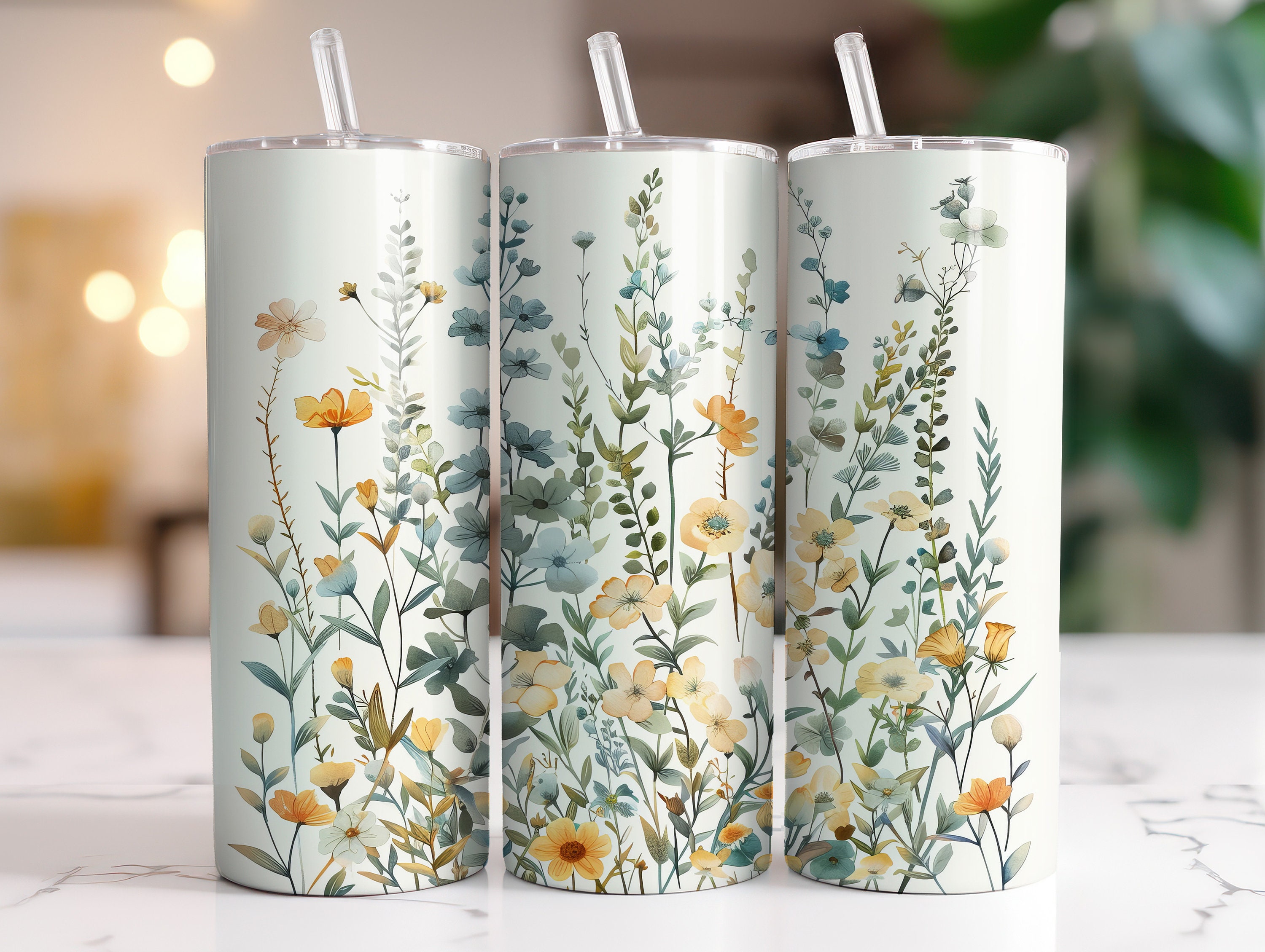 Spring Wildflowers Tumbler Wrap 20 Oz Straight Skinny Tumbler ...