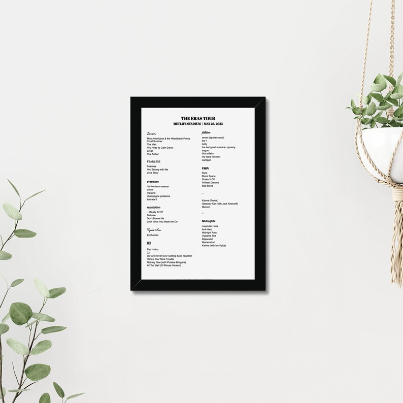 Taylor Swift Eras Tour Setlist Art Customized Song List, Venue, and ...