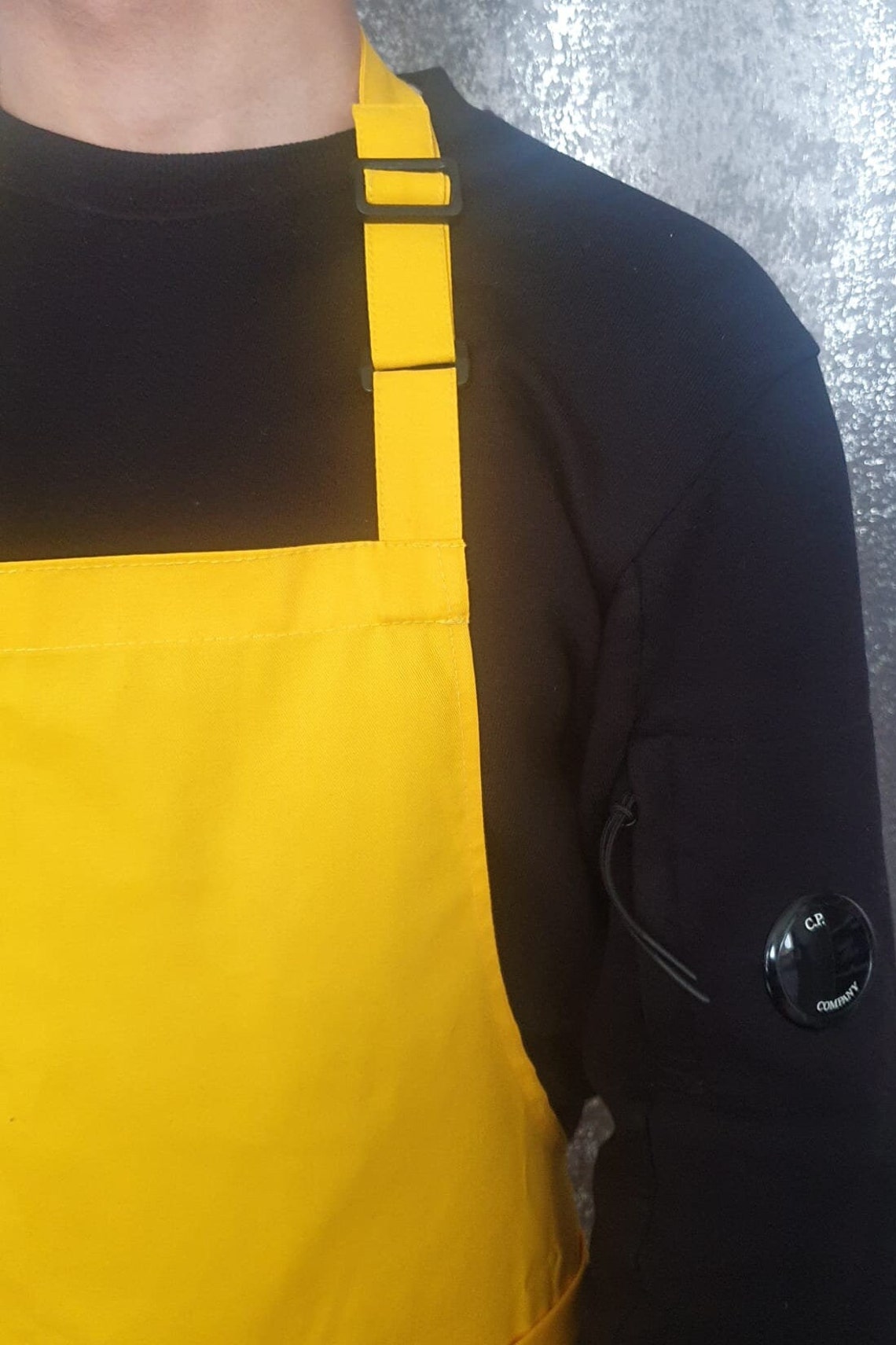 UNISEX Yellow Cotton Adult Bib Aprons With Pockets for Many Purposes ...