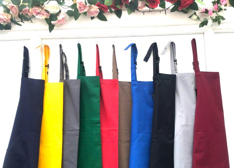 UNISEX Yellow Cotton Adult Bib Aprons With Pockets for Many Purposes ...